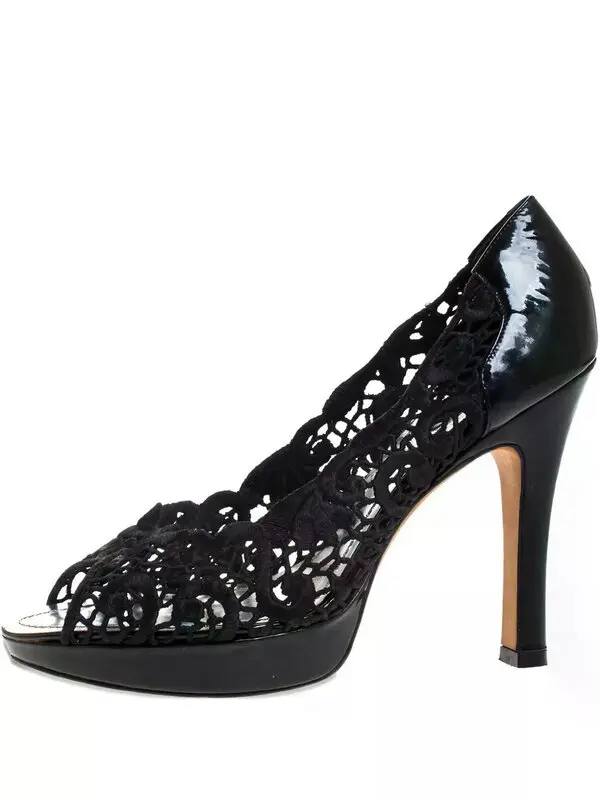 Rene Caovilla Lace Peep-toe Pumps