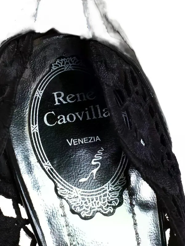 Rene Caovilla Lace Peep-toe Pumps