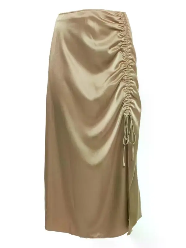 Polo Ralph Lauren Ruched Mini Skirt With Gold-tone Slit Detail