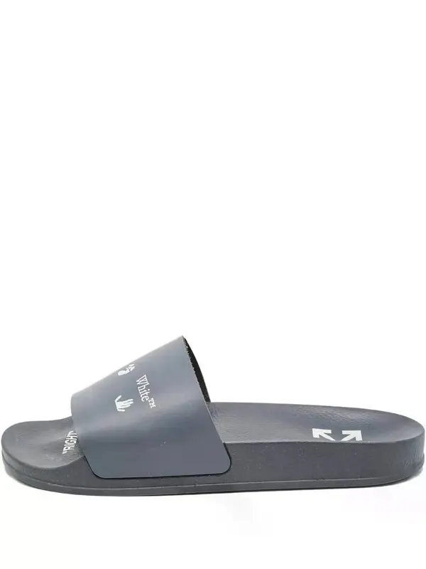Off-White Logo-print Leather Slides - Blue
