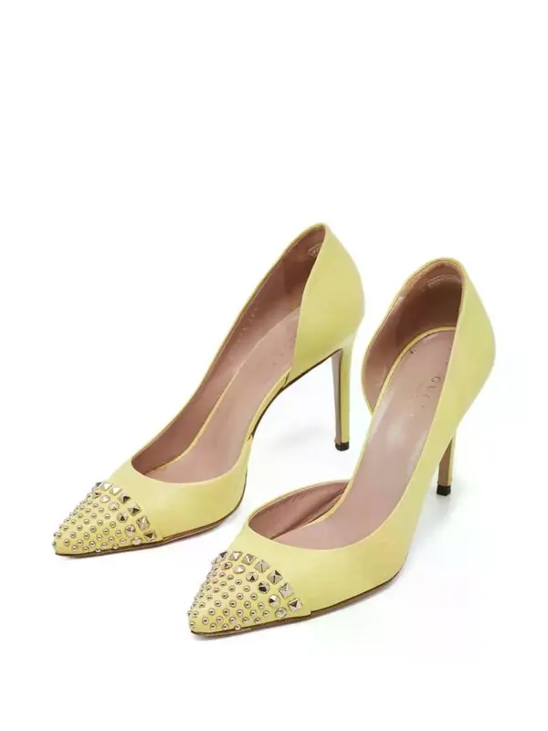 Gucci Studded Leather Pointed Toe Stiletto Pumps