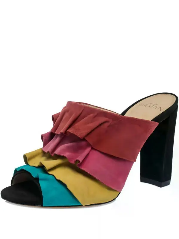 ALEXANDRE BIRMAN Suede Ruffled Open-counter Mules - Multicolour