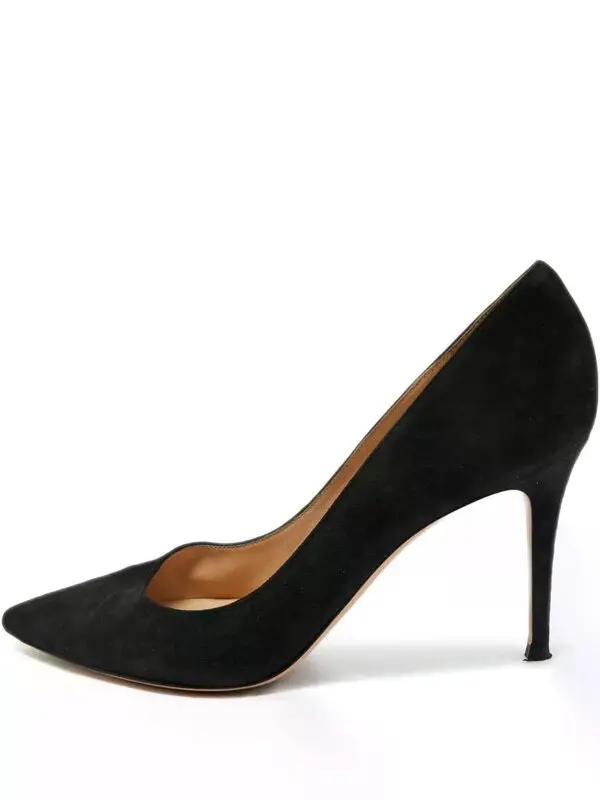 GIANVITO ROSSI Suede Pointed Toe Pumps - Black