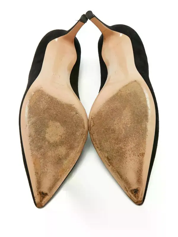 GIANVITO ROSSI Suede Pointed Toe Pumps - Black