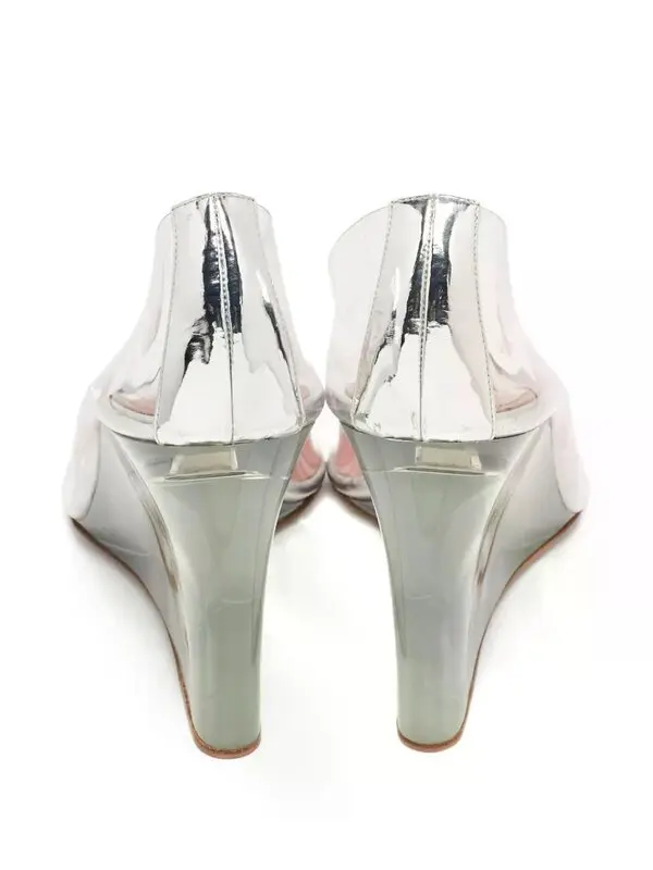 Amina Muaddi Transparent Wedge Pumps - White