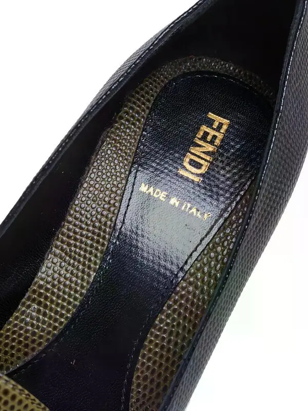 Fendi Square Toe Embellished Leather Heels