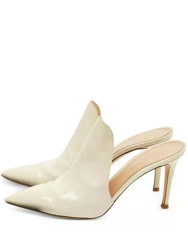 GIANVITO ROSSI Aramis Patent Leather Pointed Toe Mules - Neutrals