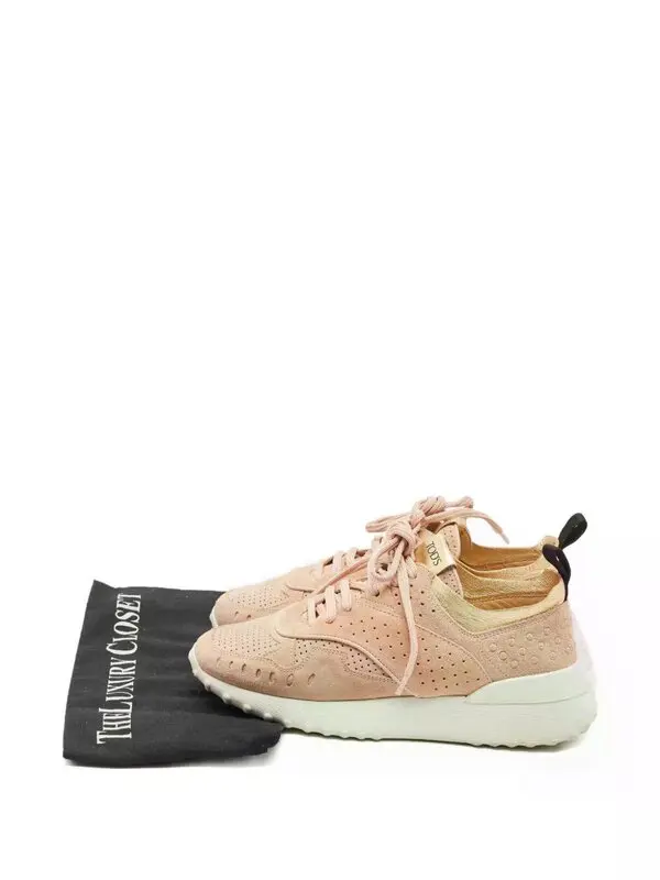 TOD'S Leather Perforated Lace-up Sneakers - Pink