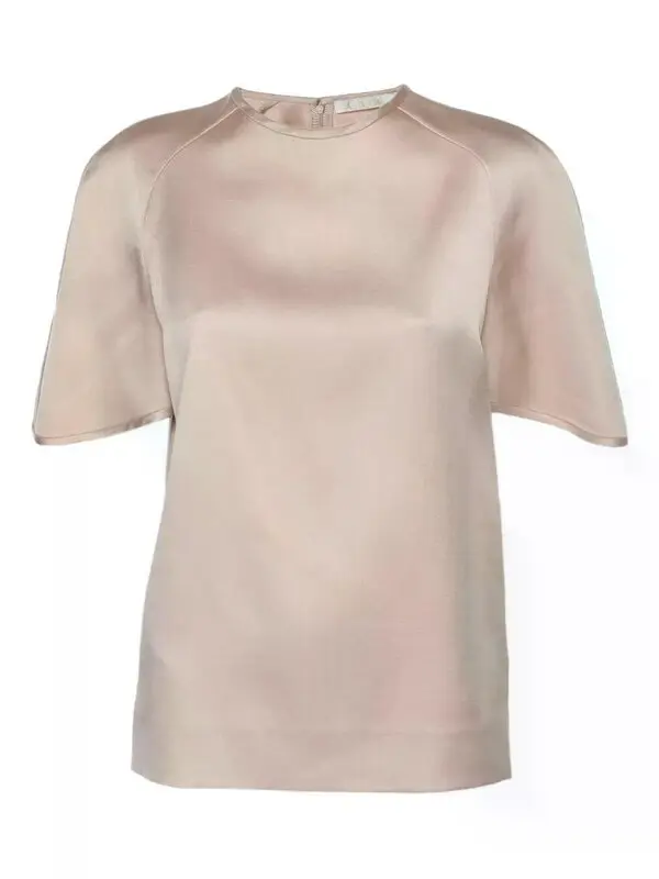 Chloé Satin Short Sleeve Top - Neutrals