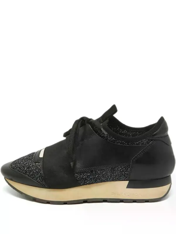 Balenciaga Race Runner Sneakers With Lurex Detailing - Black