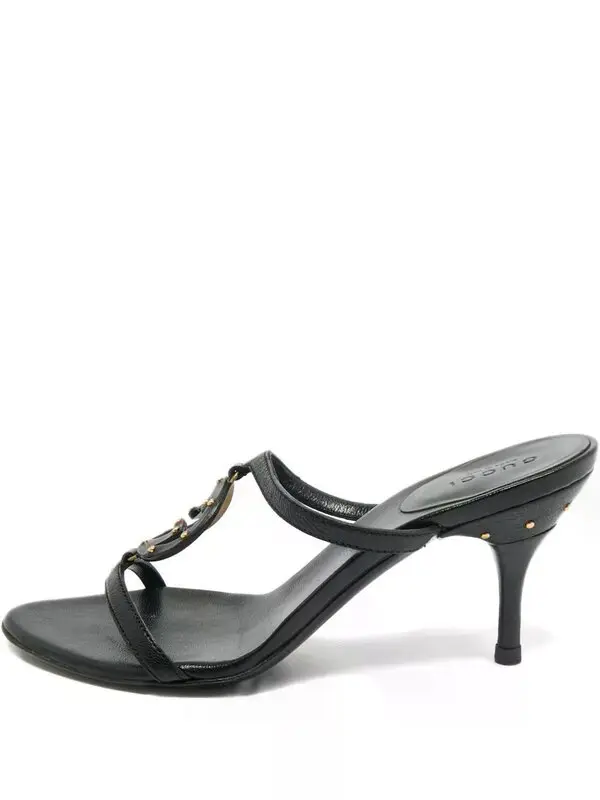 Gucci Gg Leather Heeled Sandals - Black