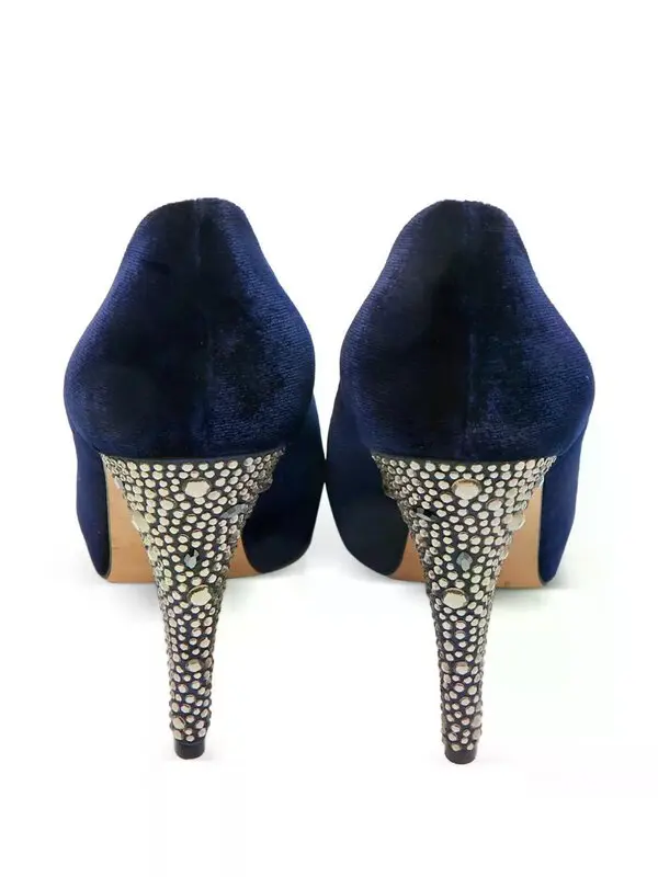 GINA Jenna Velvet Platform Pumps - Blue