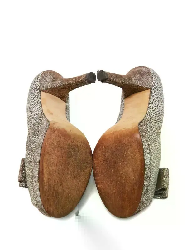 Fendi Brocade Leather Bow Pumps