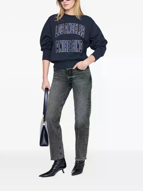 ANINE BING Crew Neck Sweatshirt - Blue