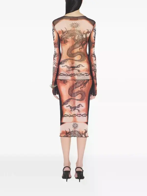 JEAN PAUL GAULTIER Tattoo Print Mesh Top