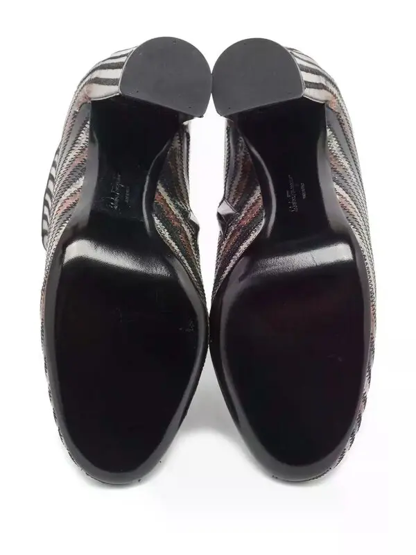 FERRAGAMO Leather Ankle Boots With Block Heel - Black