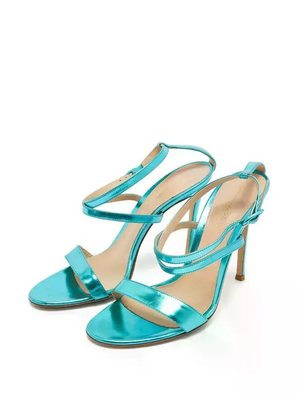GIANVITO ROSSI Metallic Leather Stiletto Sandals