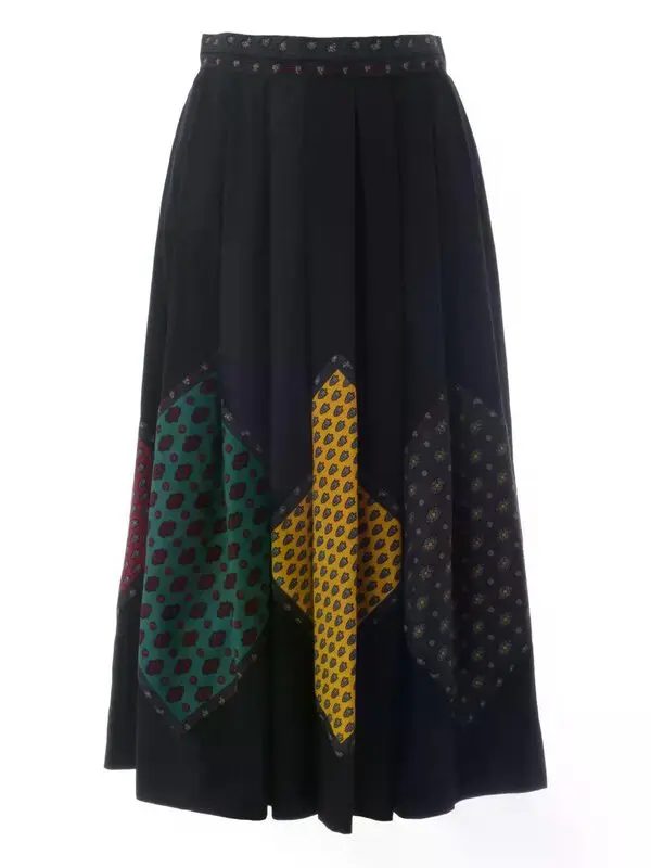 SOULEIADO Wool Midi Skirt With Provençal Print Panels