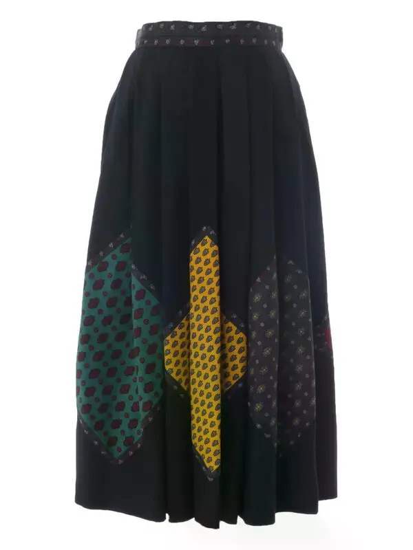 SOULEIADO Wool Midi Skirt With Provençal Print Panels