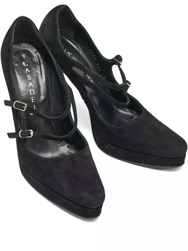 Casadei Suede Buckled Platform Pumps - Black