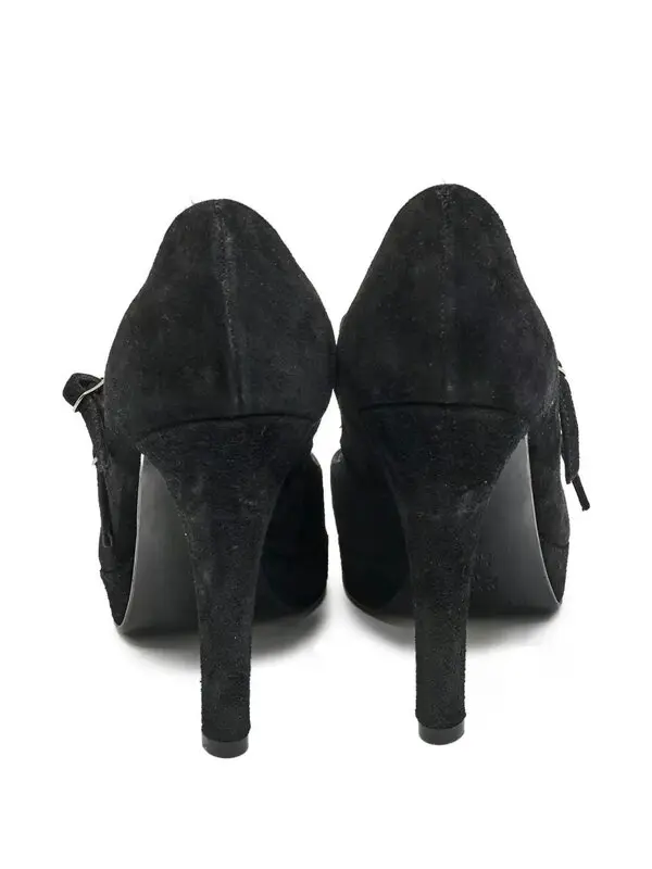 Casadei Suede Buckled Platform Pumps