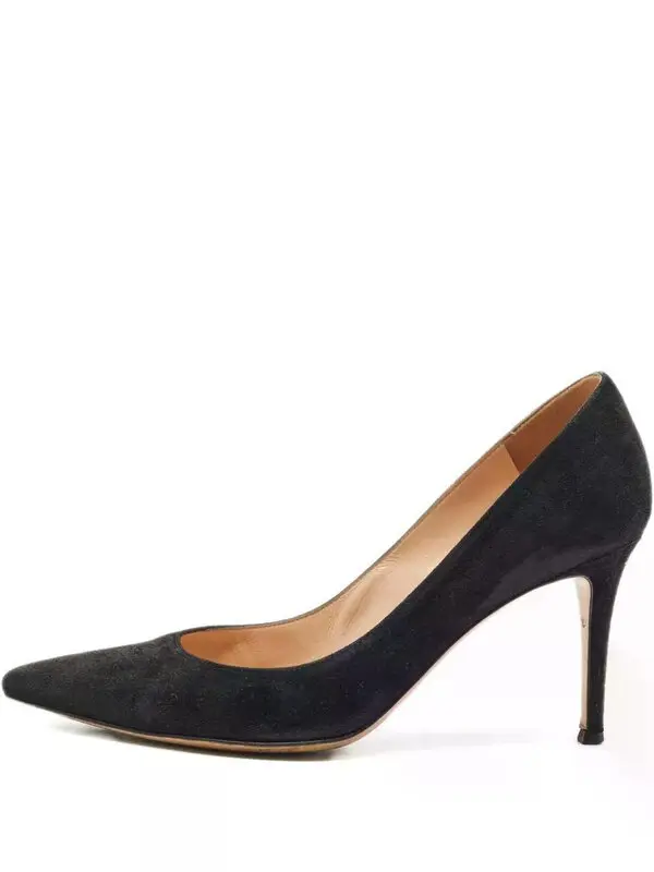 GIANVITO ROSSI Suede Pointed Toe Pumps - Black