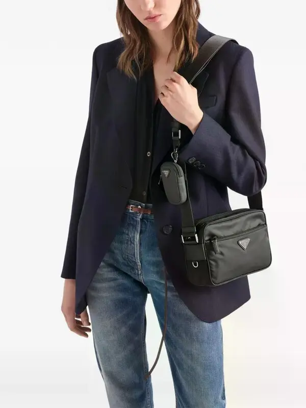 Prada Zip Pouch Woven Strap Shoulder Bag