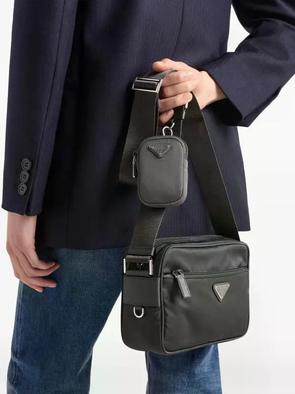 Prada Zip Pouch Woven Strap Shoulder Bag