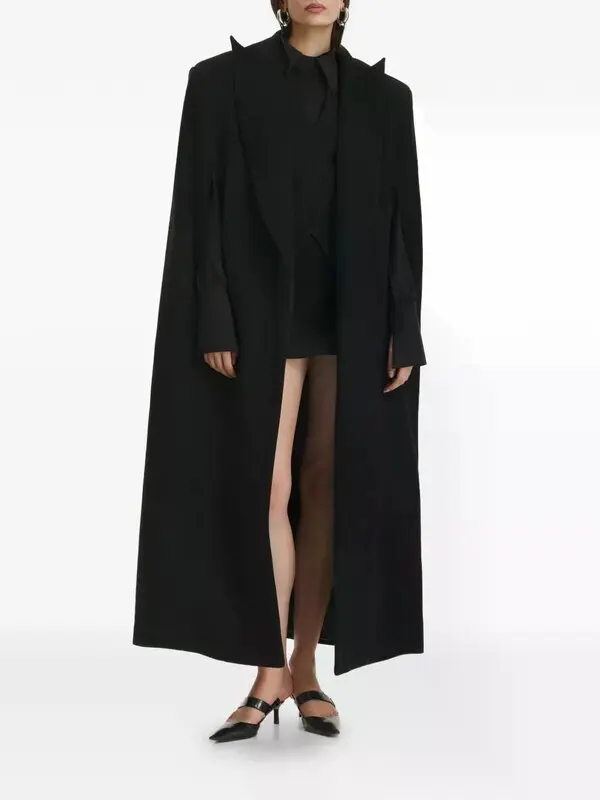 VESTIAIRE D'UN OISEAU LIBRE Collared Slit Cape - Black