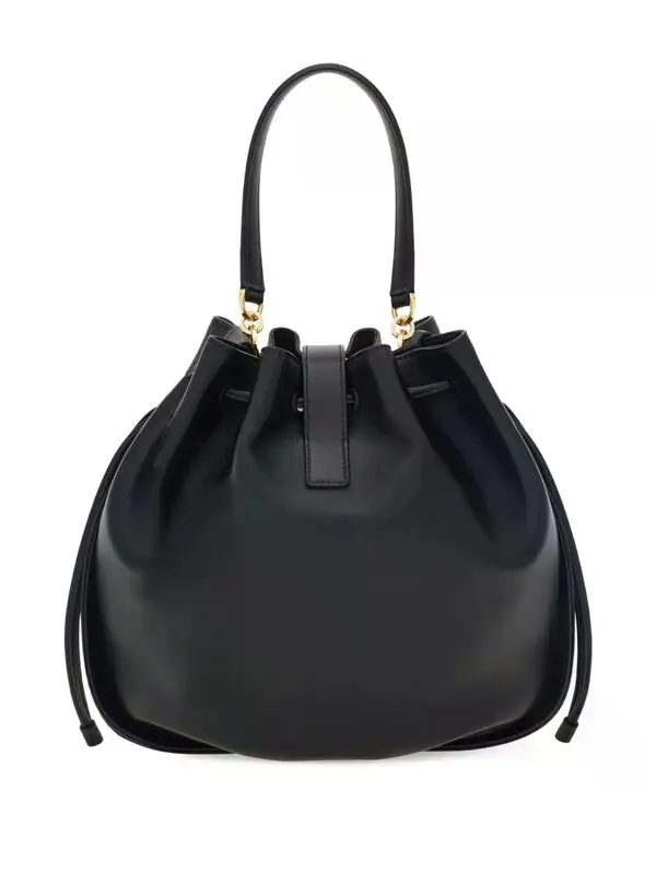 FERRAGAMO Hug Drawstring Bucket Bag In Calfskin Leather