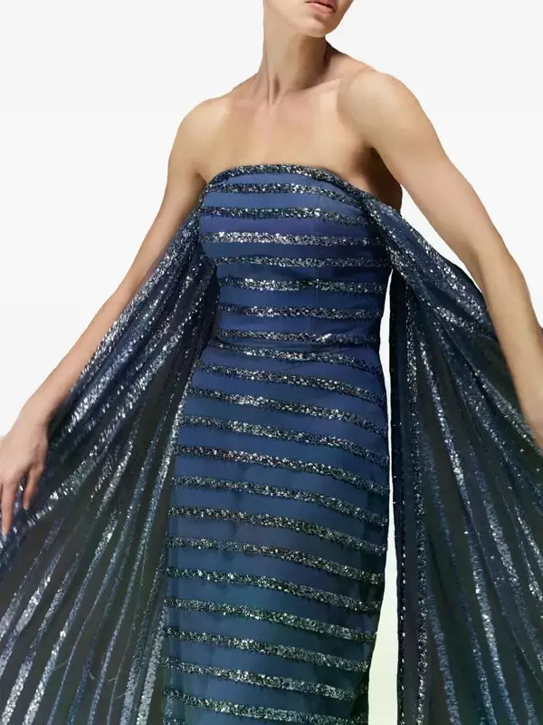 THA SEEN Crystal Embellished Maxi Tulle Gown