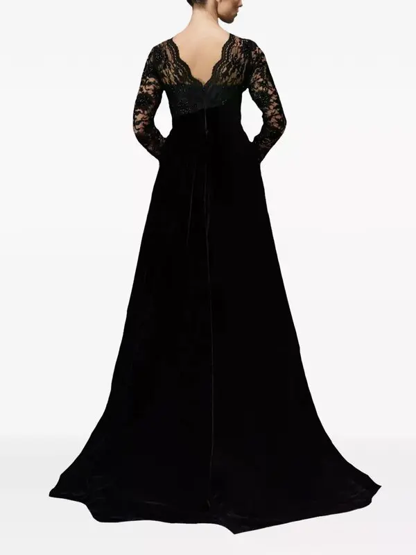 THA SEEN Lace Panel Maxi Dress