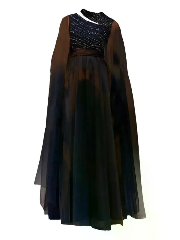 THA SEEN Embellished Maxi Dress - Brown