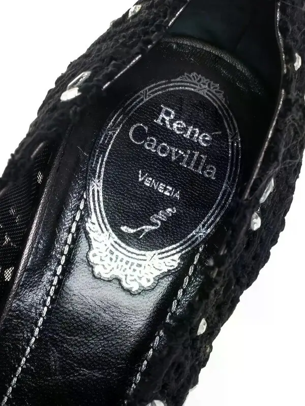Rene Caovilla 100mm Crystal-embellished Lace Pumps