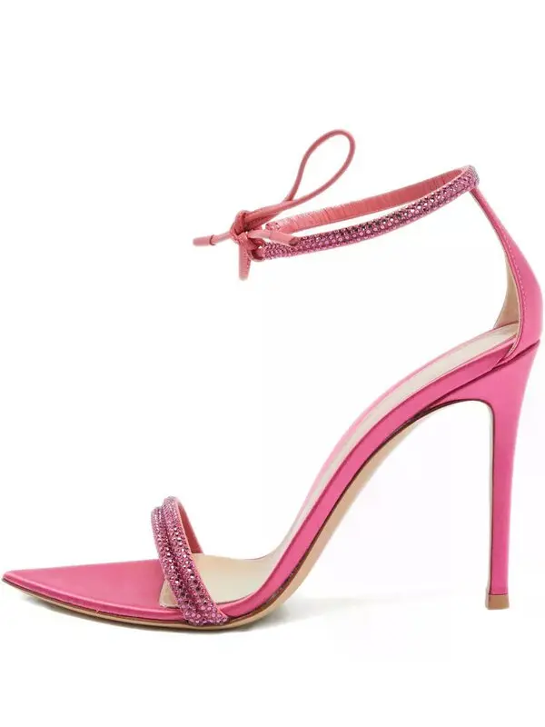 GIANVITO ROSSI Satin Embellished High Heel Sandals - Pink