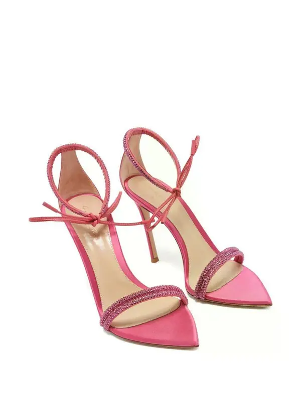 GIANVITO ROSSI Satin Embellished High Heel Sandals