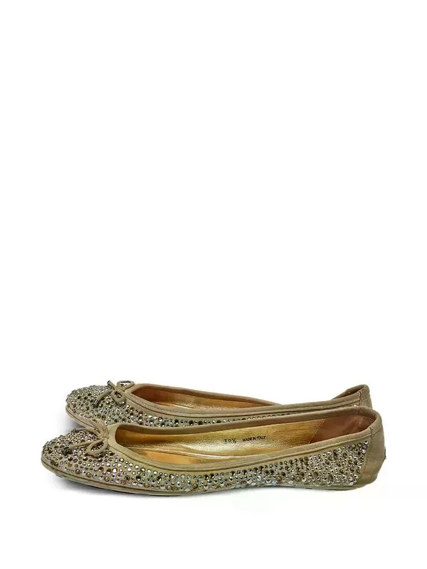 JIMMY CHOO Suede Embellished Ballet Flats