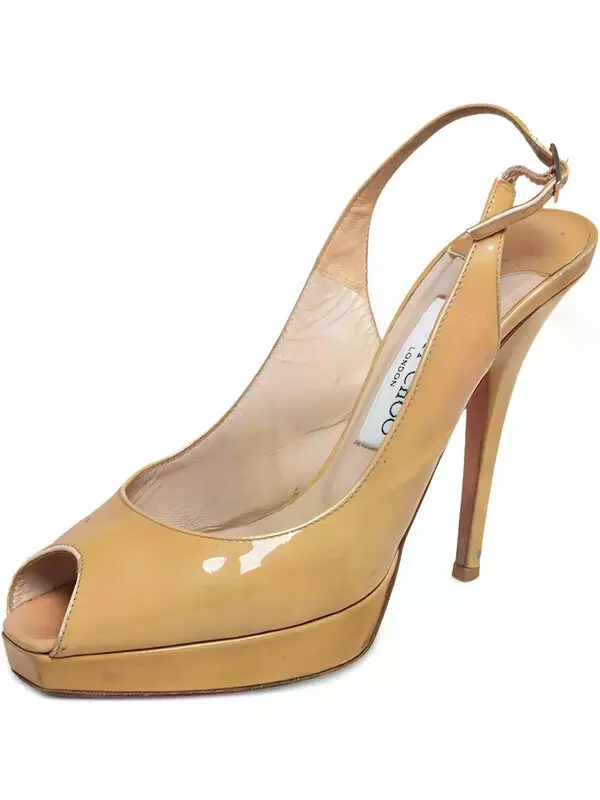 JIMMY CHOO Patent Leather Peep-toe Slingback High Heels