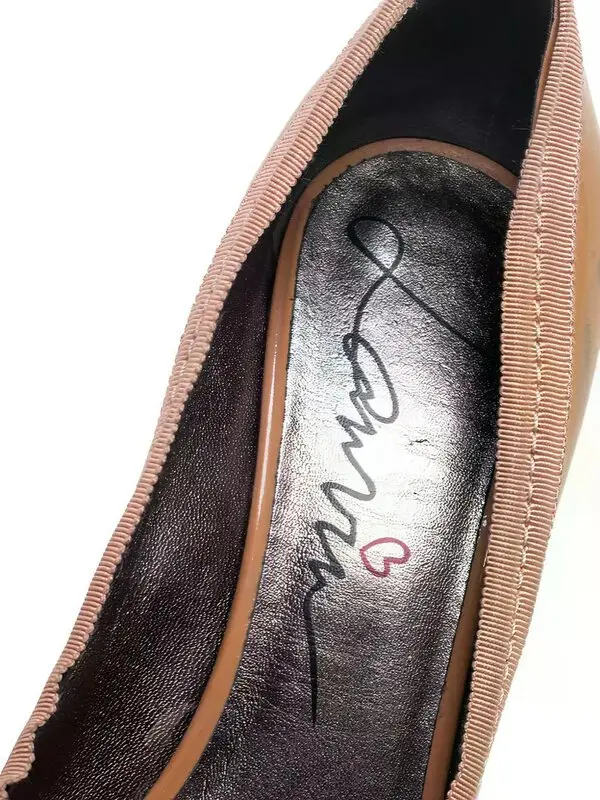 LANVIN Patent Leather Peep Toe Pumps With Bow Detailing - Neutrals