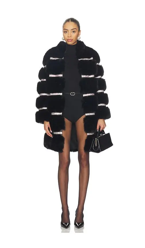 Adrienne Landau Diamond Luxe Faux Fur Coat