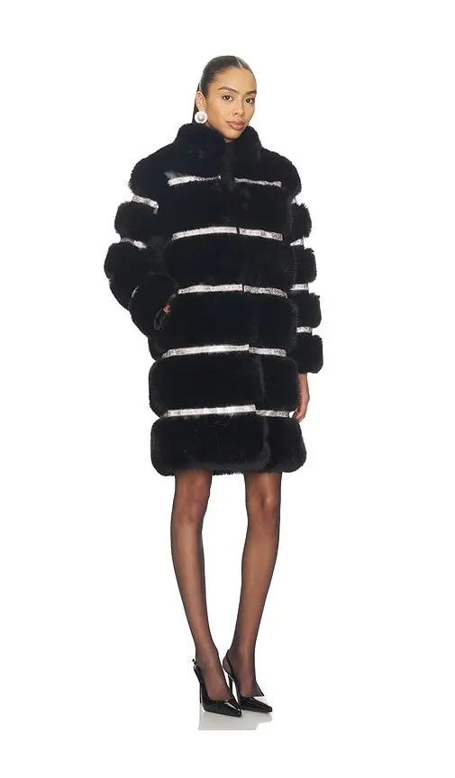 Adrienne Landau Diamond Luxe Faux Fur Coat