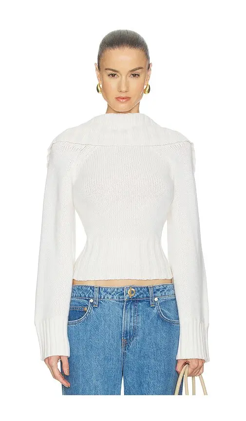 Cult Gaia Milika Mock Neck Sweater - White