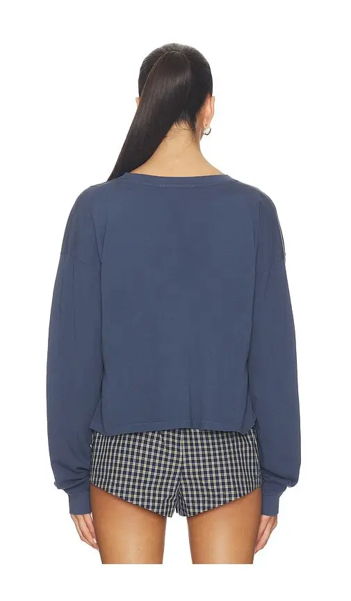 Daydreamer Game Day Long Sleeve Cropped Top - Navy