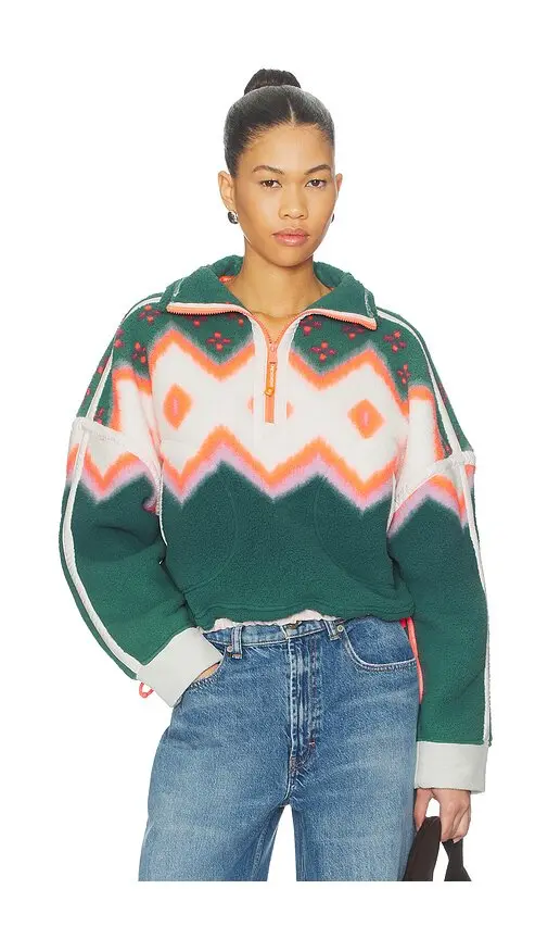 Free People Printed Mountain High Sweater - Green