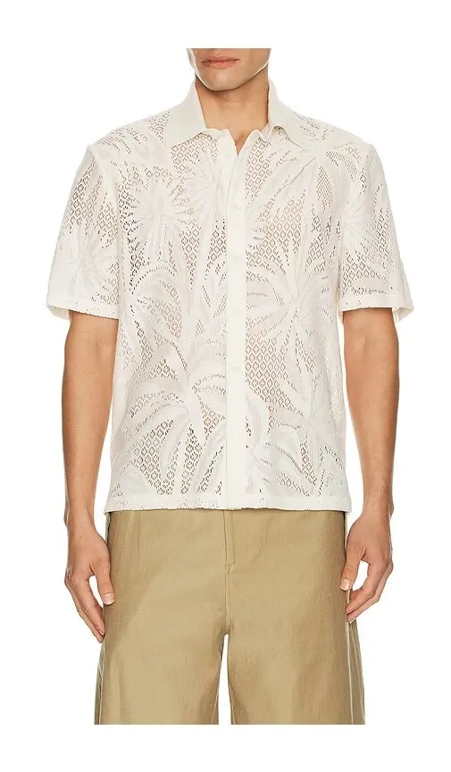 Simkhai Conrad Short Sleeve Shirt In . Also - White