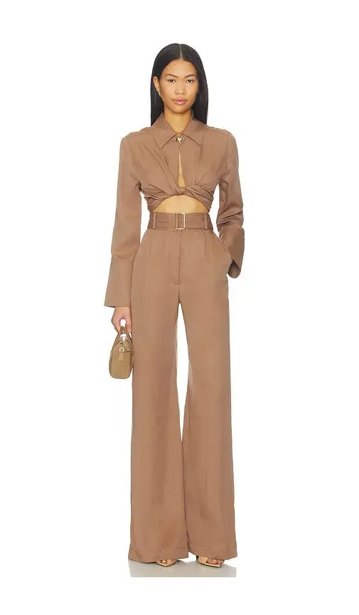 Matthew Bruch Collared Long Sleeve Wrap Top