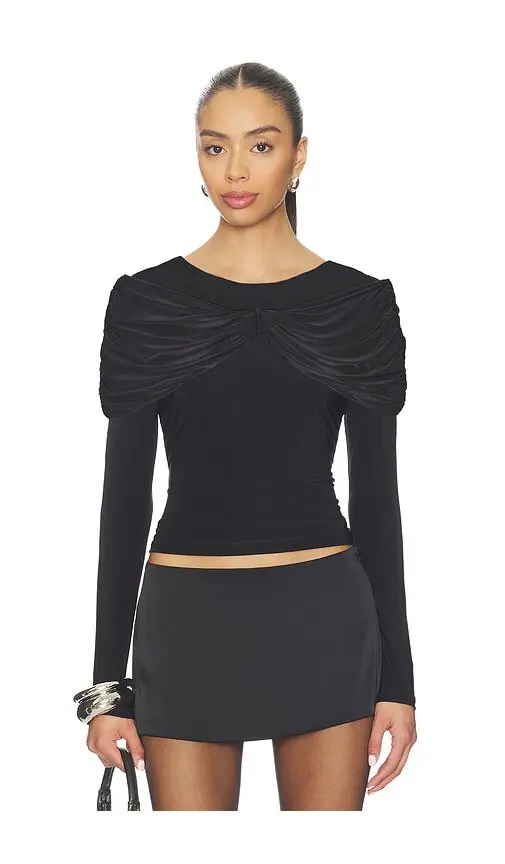 LOVERS AND FRIENDS Long Sleeve Gathered Top - Black