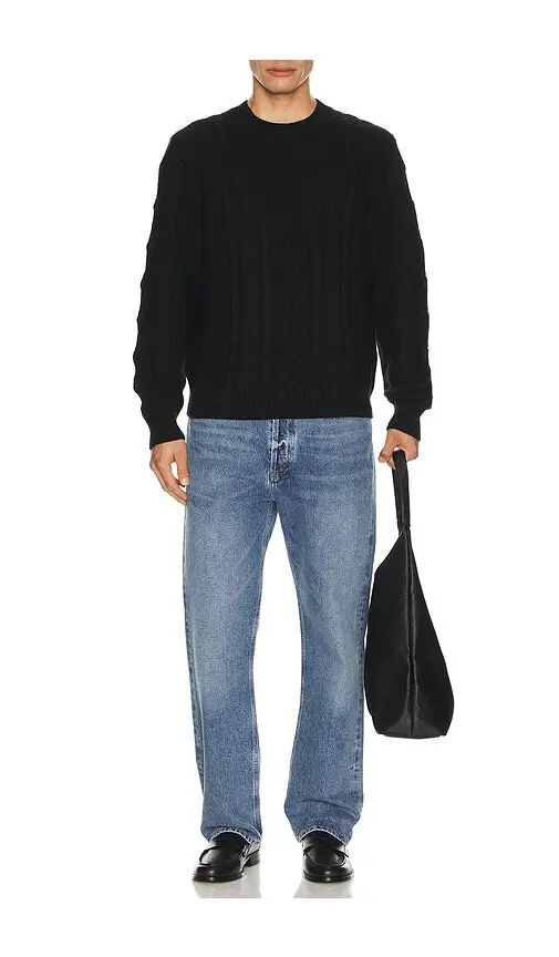 ASHER Andre Cable Knit Sweater In . Also - Black