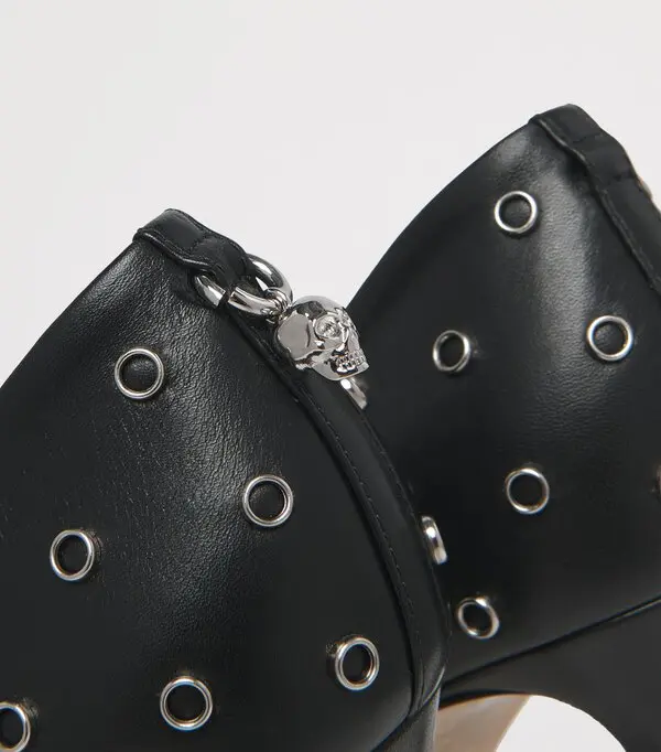 Alexander McQueen Leather Eyelet Detail Pointed Toe High Heel Pumps