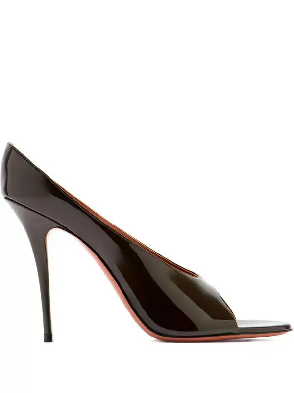 Amina Muaddi Patent Peep Toe Pumps - Brown